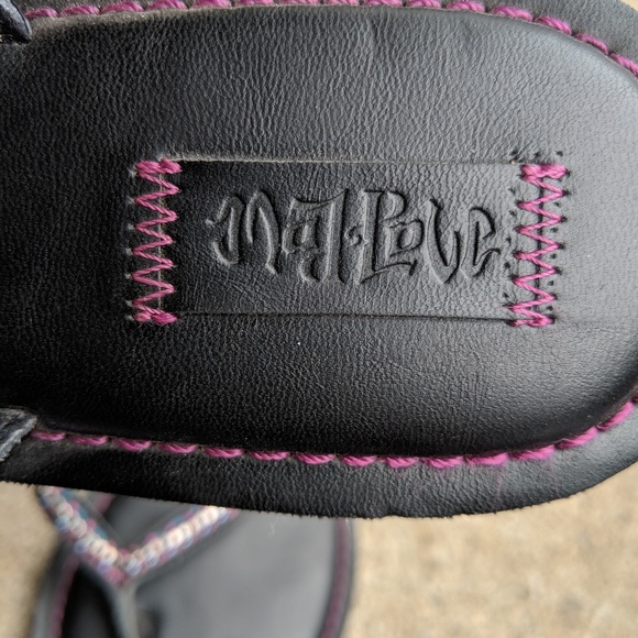 Mad Love | Shoes | Mad Love Beaded Black Leather Thong Sandals M | Poshmark